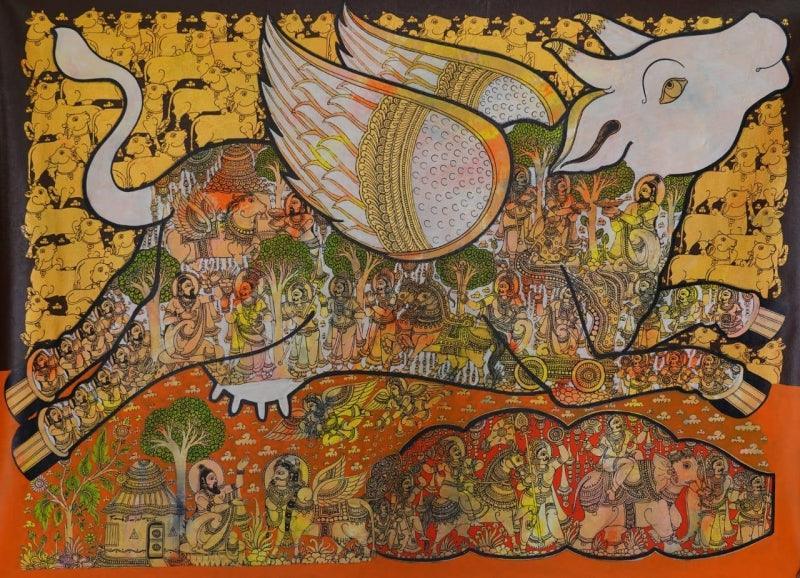 Buy Kamadhenu Paintings Online: Auspicious Art for Your Home | ArtZolo.com