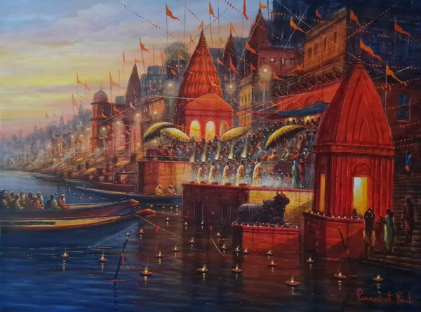 Banaras Ghat Paintings | Buy Abstract Varanasi Paintings On Canvas ...