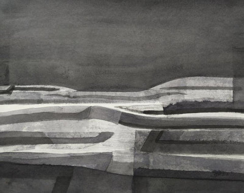 "Untitled 1": Grey Ink Drawing (11x14) by Muni Sharma | ArtZolo.com