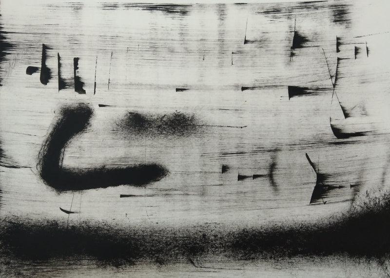 "Untitled 14": Steel Grey Ink Drawing (9x12) by Hemant Dhane | ArtZolo.com