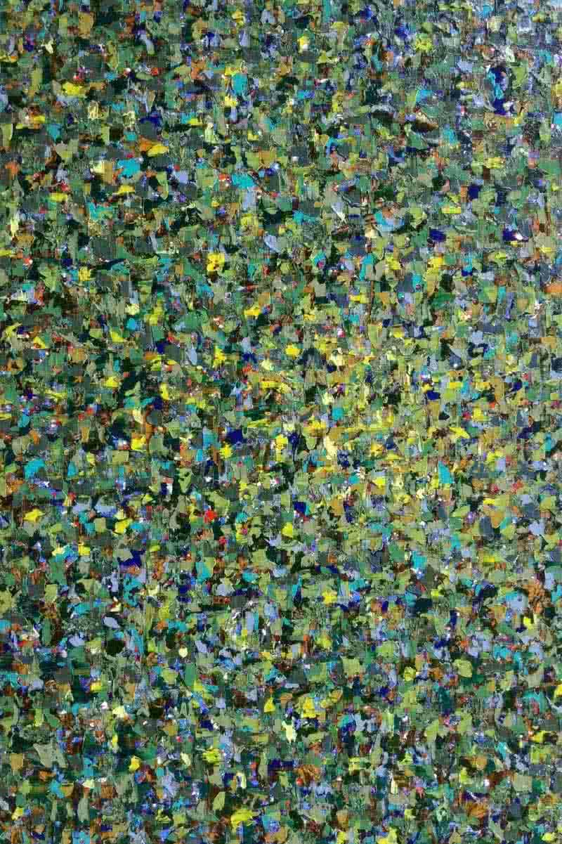 "Untitled 3": Yellow Green Oil Painting by Vinit Kumar – ArtZolo.com