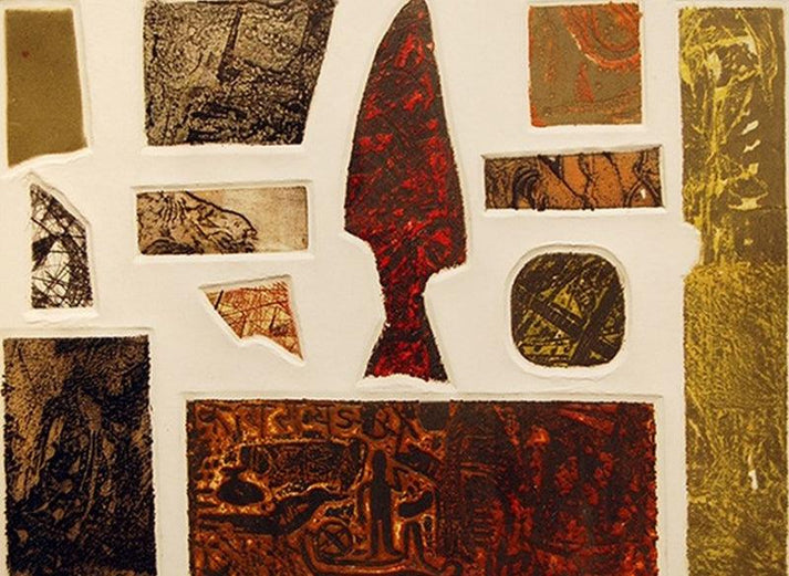 "Untitled 6": Brown Printmaking by Rajesh Kumar Singh – ArtZolo.com