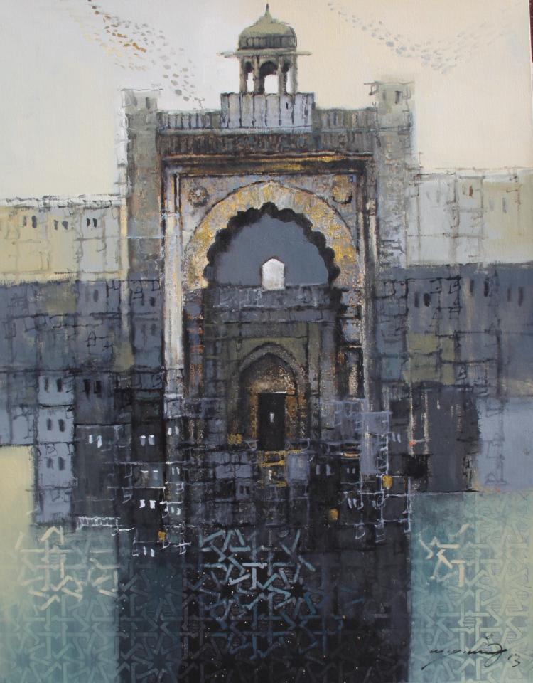 "Aq Arif Artwork": Grey Acrylic Painting (28x28) by Aq Arif | ArtZolo.com