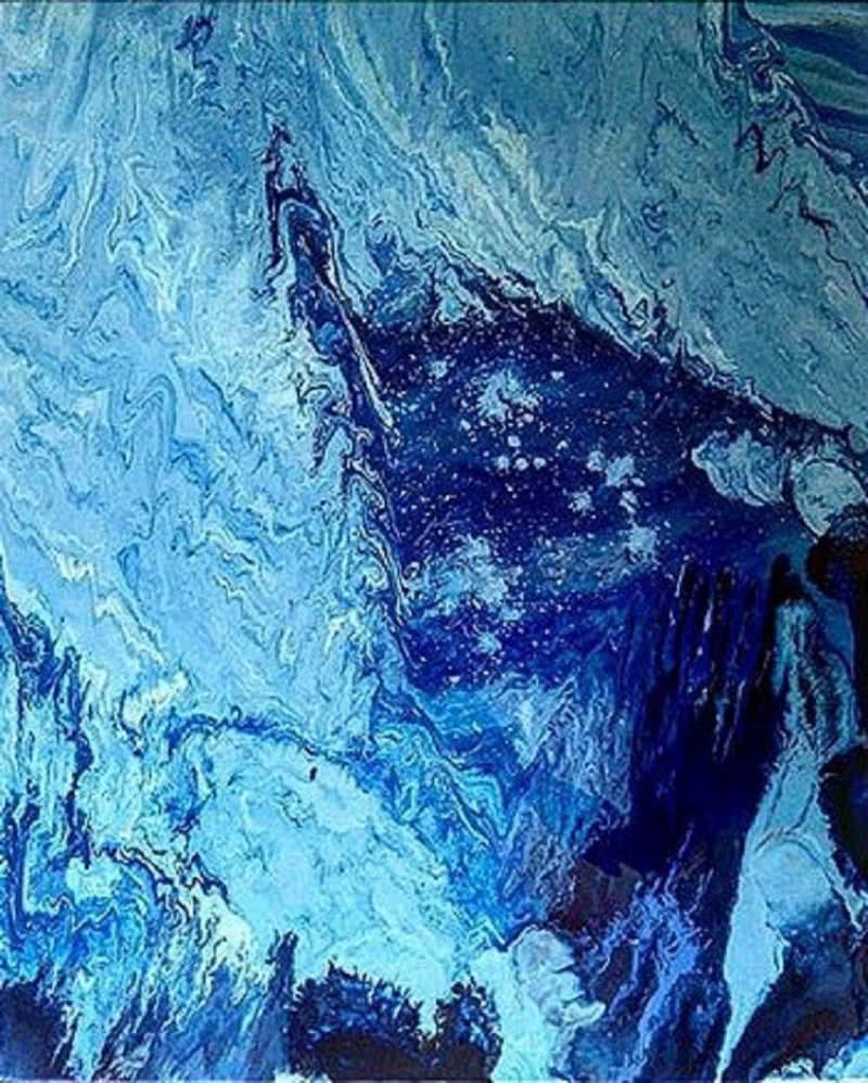 "Astral": Blue Green Acrylic Painting by Kartikey Sharma | ArtZolo.com