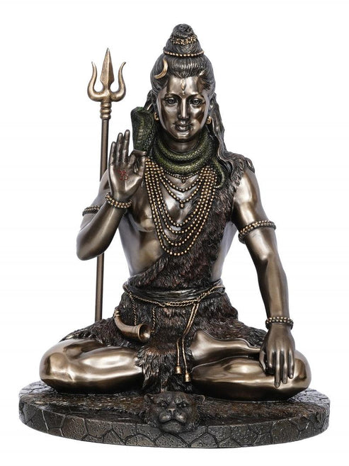 "Blessing Lord Shiva": Brown Handicraft by Brass Handicrafts – ArtZolo.com