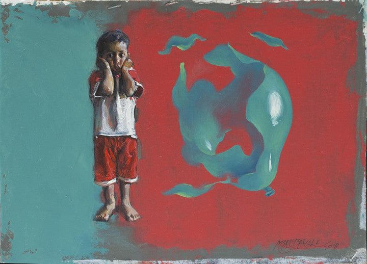 "Boom": Red Oil Painting (12x16) by Manoj Sakale | ArtZolo.com