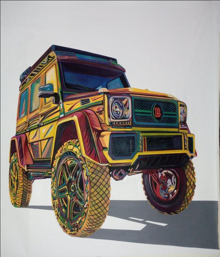 "Brabus Car": Light Brown Oil Painting by Thrigulla Murali | ArtZolo.com