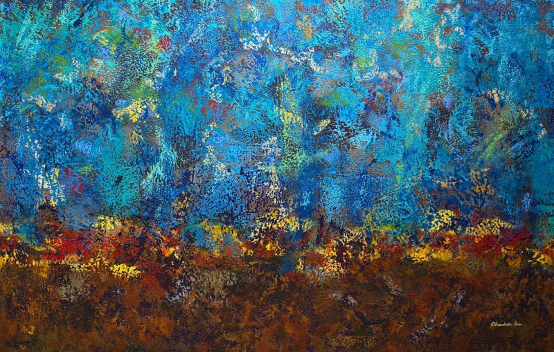 "Canvas Confluence": Blue-Violet Abstract painting by Meenakshi Jain ...