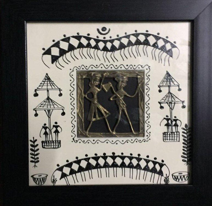 "Dokra Art 5": White Tribal Painting by Pradeep Swain | ArtZolo.com