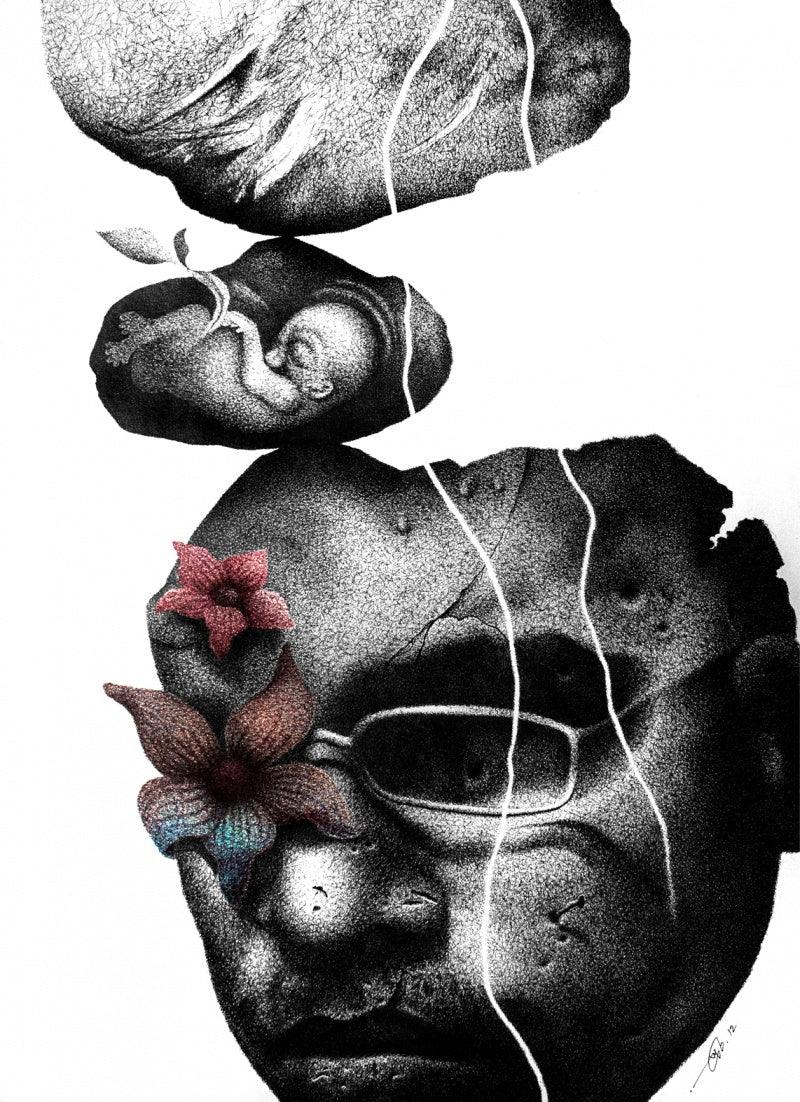 "Every Milestone Is Ultimate Undefended": Black Pen Ink Drawing by ...