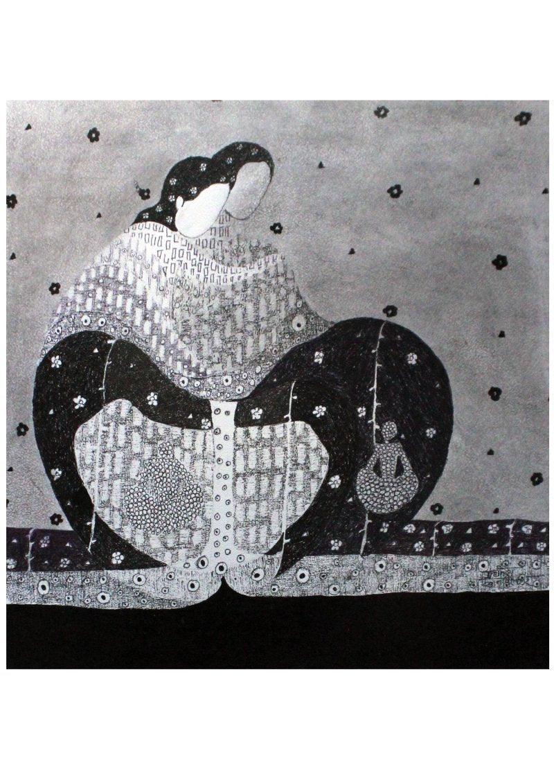 "In Arms Of Each Other": Black Charcoal Drawing by Prathamesh ...
