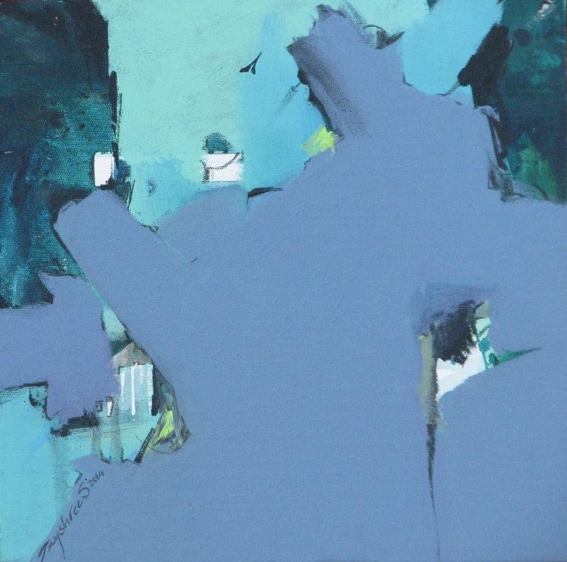 "Island": Blue Violet Mixed Media Painting by Jayshree Savani | ArtZolo.com