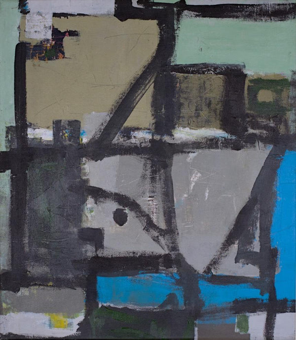 "Isolation": Blue-Green Abstract painting by Sharad Tarde – ArtZolo.com