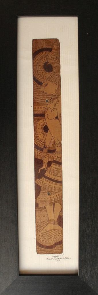 "Kunti Devi": Light Brown Ink Drawing by Manikandan Punnakkal | ArtZolo.com