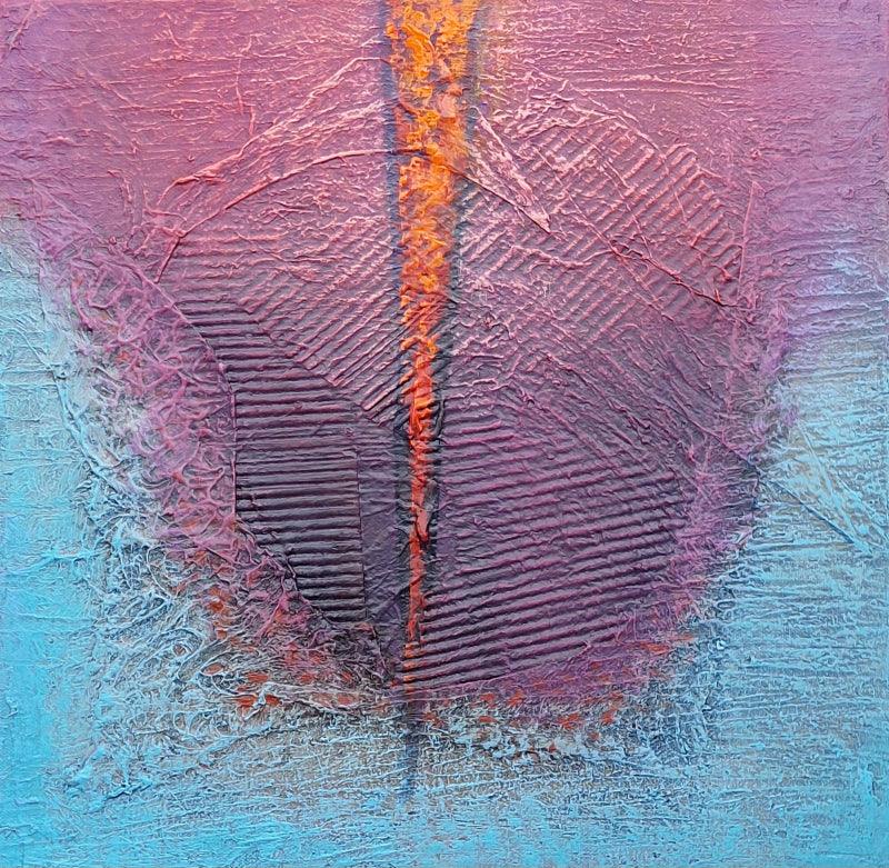 "Leh Ladakh 6": Blue Violet Mixed Media Painting by Sanju Jain ...