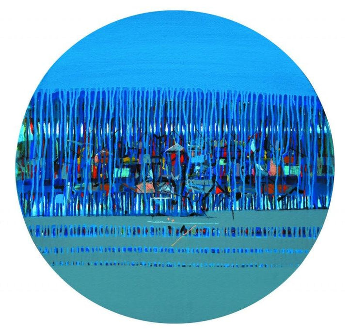 "Mindspace 6": Blue Acrylic Painting by Sanjay Tikkal | ArtZolo.com