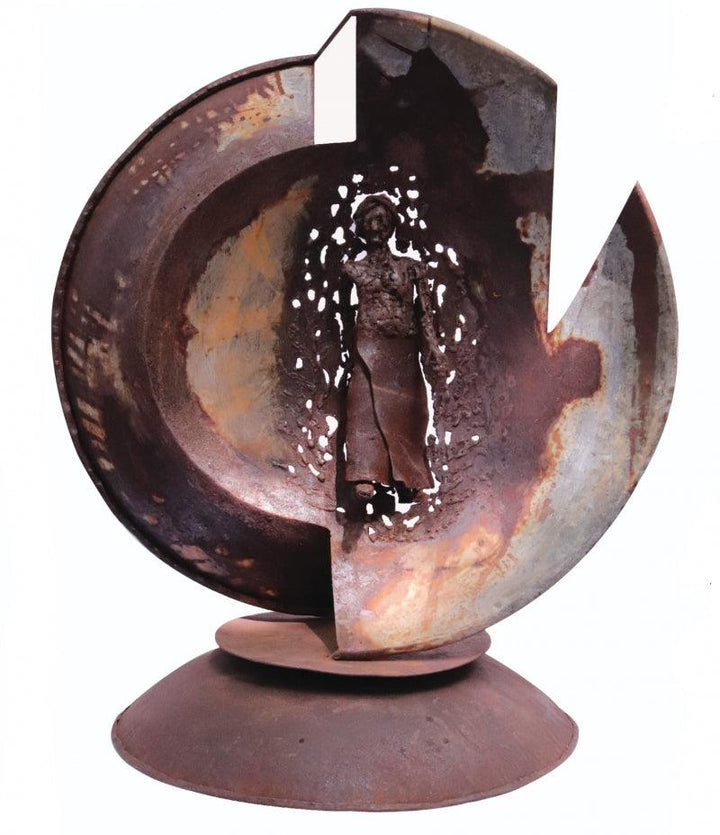 "Moving Forward": Brown Sculpture by Chintada Eswararao | ArtZolo.com