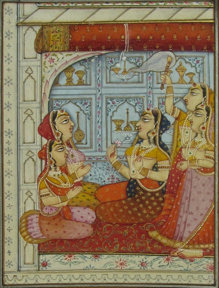 "Mughal Princess At Palace": Red Mughal Traditional_Art by Unknown ...