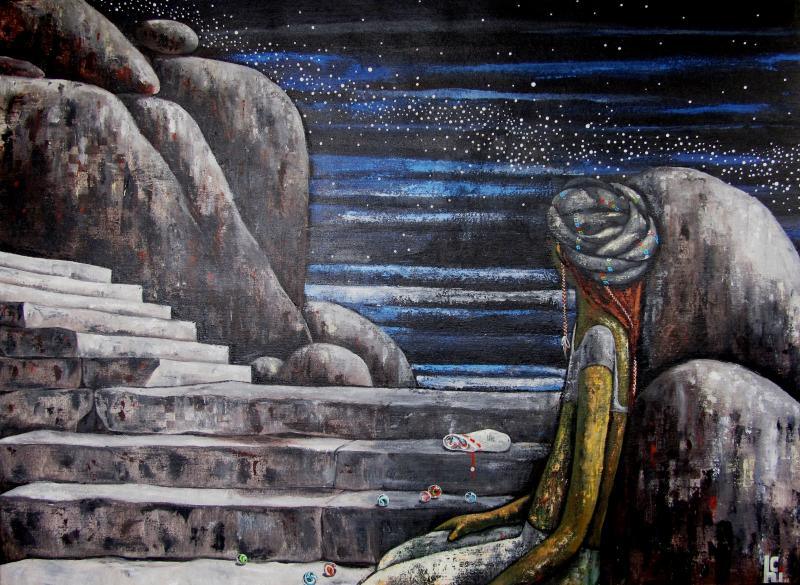 "My Existence": Black Acrylic Painting by Suruchi Jamkar | ArtZolo.com