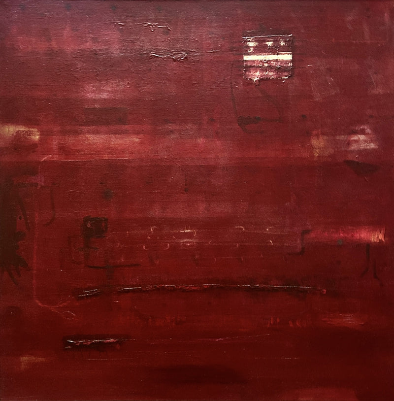 "Mysterious Sources Of Harmony Space Series 3": Red Abstract painting by Prasad Mane – ArtZolo.com