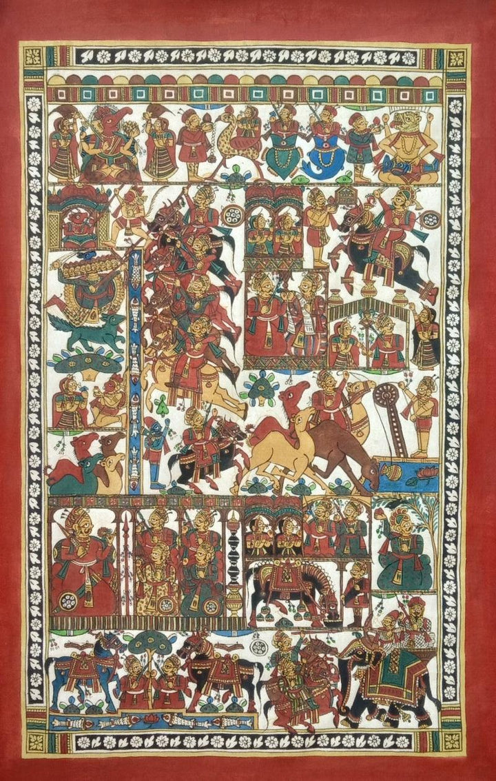 "Pabu Ji Maharaj": Red Violet Phad Traditional_Art by Abhishek Joshi ...