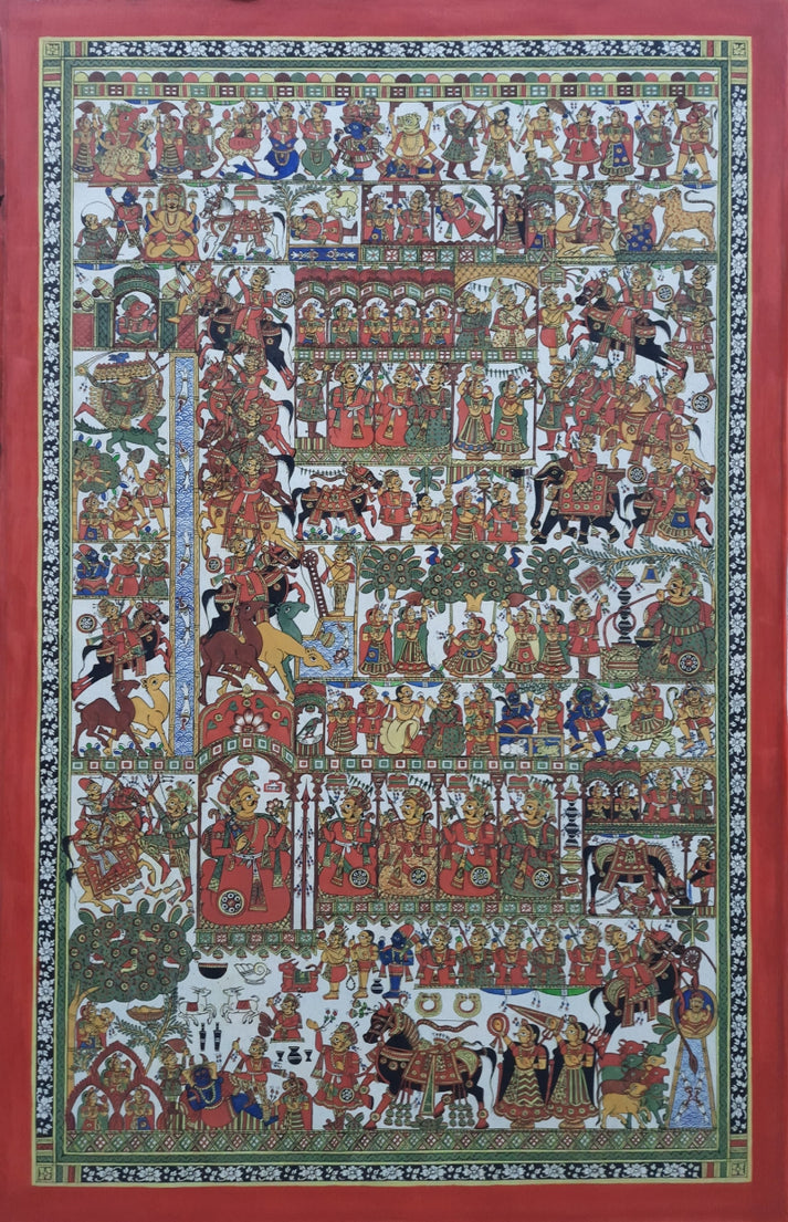 "Pabu Ji Phad": Yellow-Green Religious traditional_art by Abhishek ...