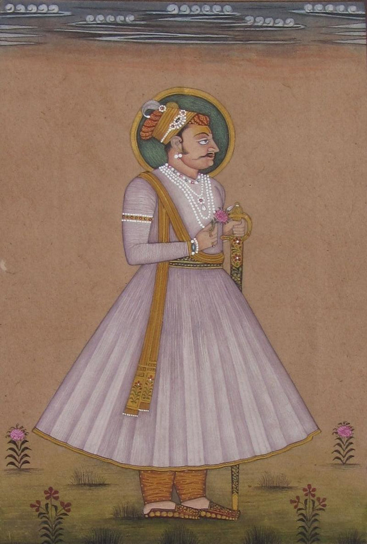 "Portrait Of Mughal Prince": Light Brown Mughal Traditional_Art by ...