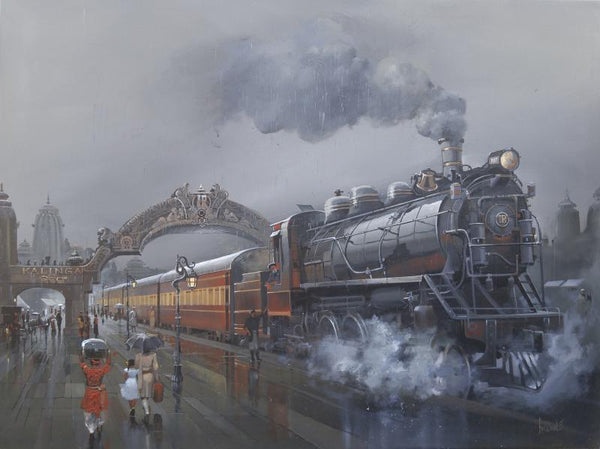 "Retro Wet Platform": Steel Grey Acrylic Painting by Bijay Biswaal ...