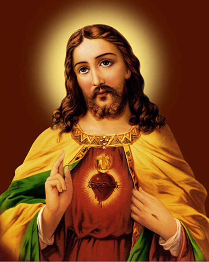 "Sacred Heart Jesus Christ 11": Yellow Orange Acrylic Painting by Ns ...