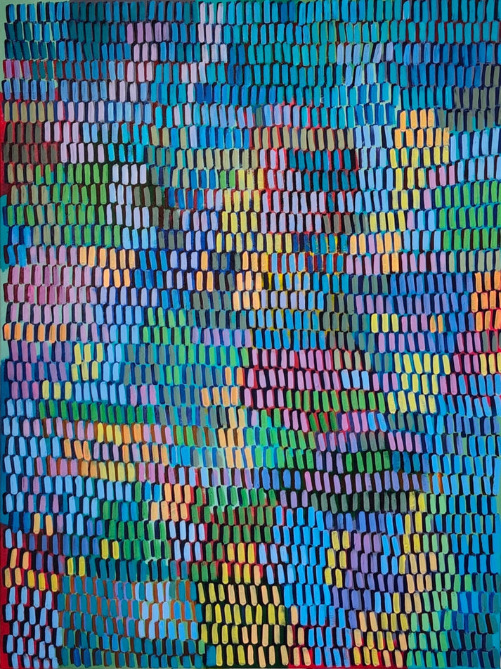 "Solitude": Blue-Violet Abstract painting by Ketki Fadnis – ArtZolo.com