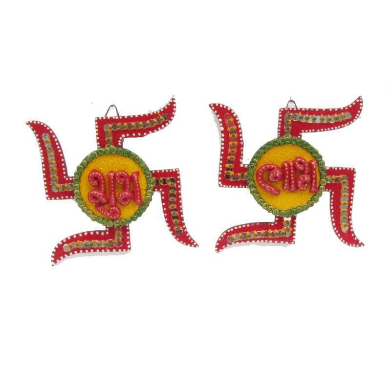 "Swastik Shubh Labh Wall Hanging": Yellow Craft by Ecraft India ...