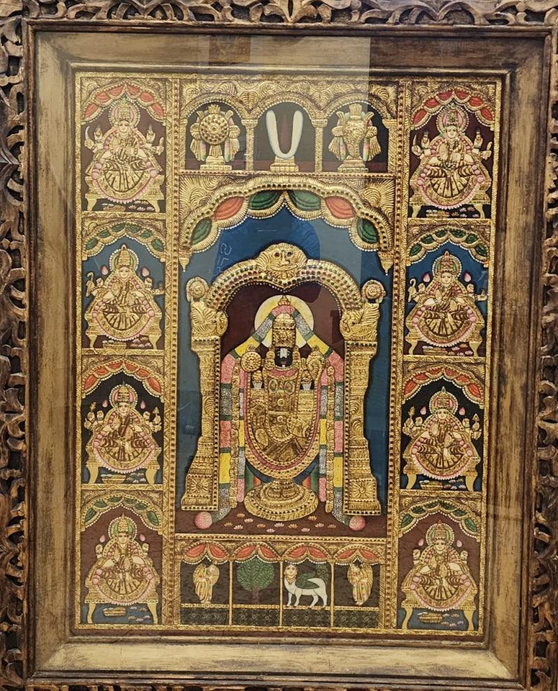 "Tirupati Balaji": Yellow Orange Tanjore Traditional_Art by Tanjore ...