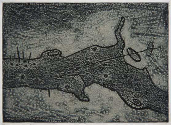 "Untitled 06": Grey Hand_Print (3x3) by Anup Mitra | ArtZolo.com