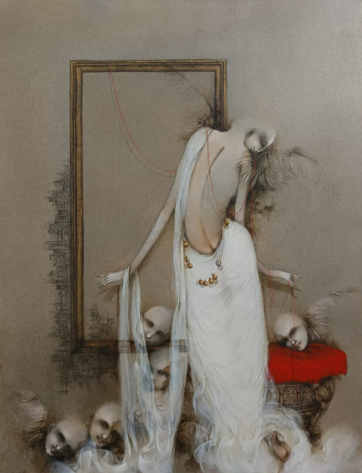 "Untitled 1": Brown Figurative painting by Mintu Mallick | ArtZolo.com