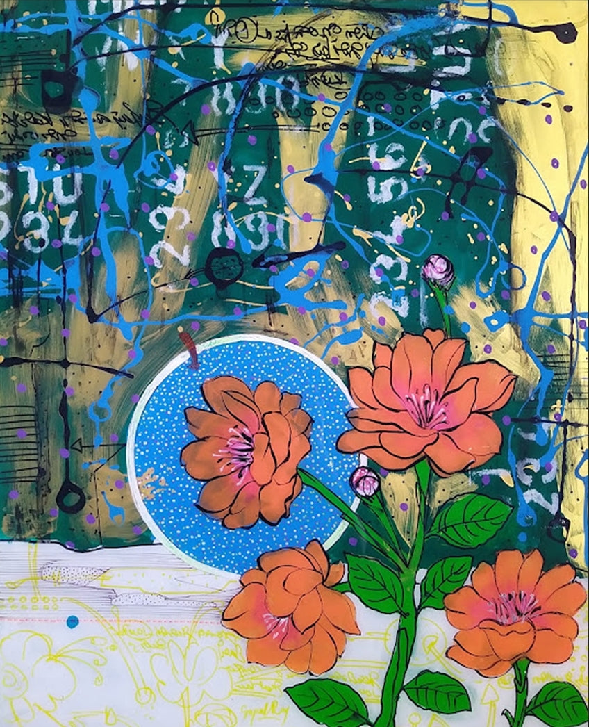 "Untitled 2": Yellow-Green Nature painting by Gopal Roy | ArtZolo.com