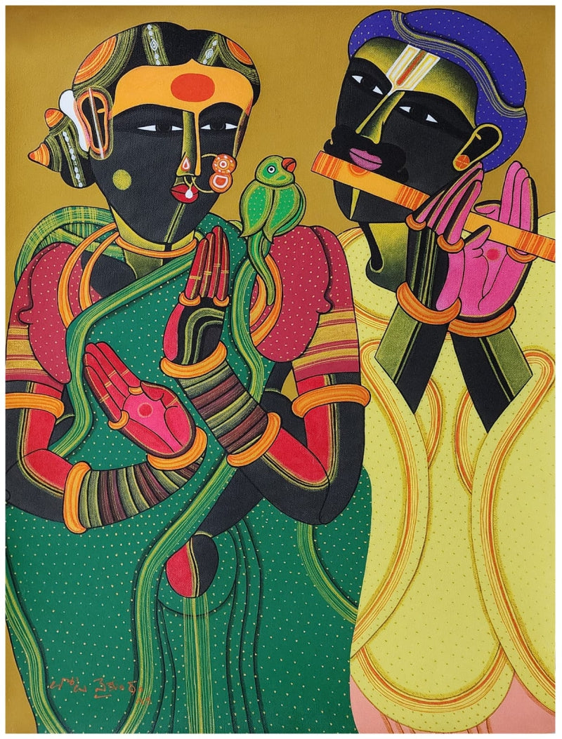 "Untitled 501": Yellow-Green Figurative painting by Thota Vaikuntam ...