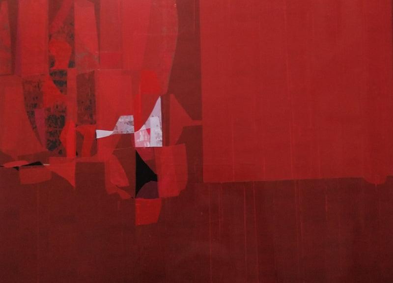 "Vanic Red": Red Mixed Media Painting by Gajanan Kabade – ArtZolo.com